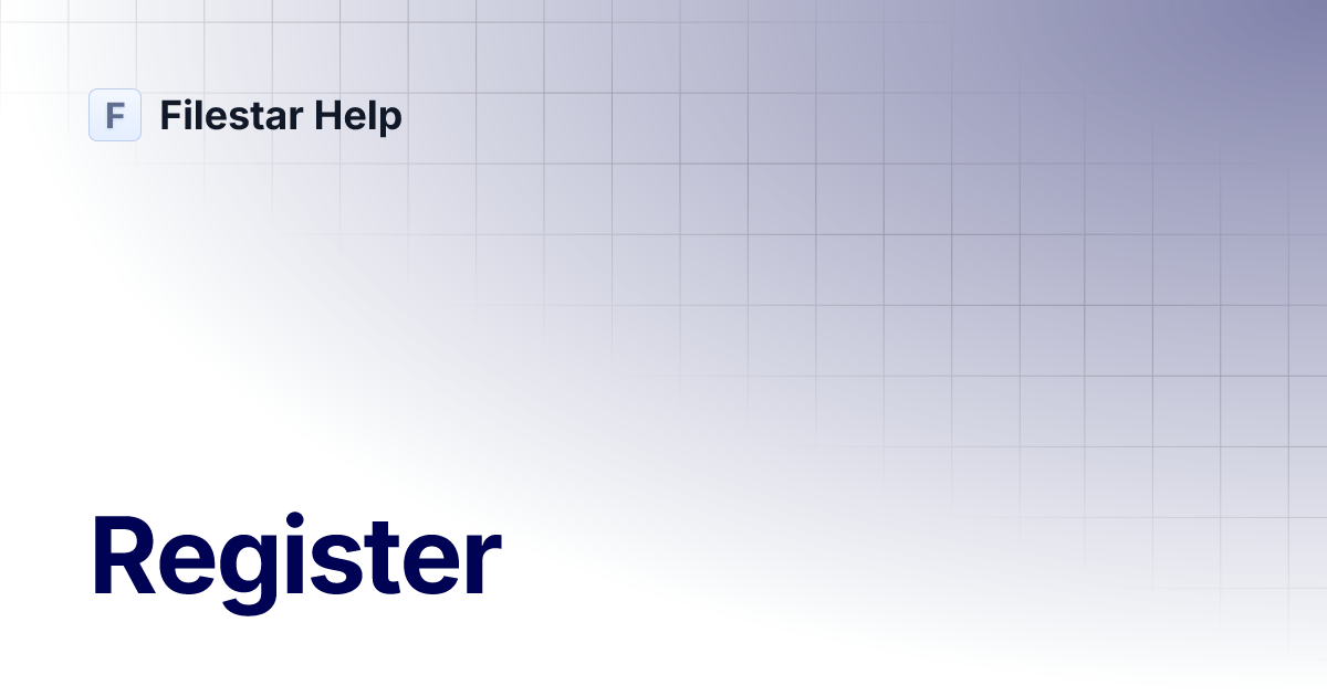 Register | Filestar Help